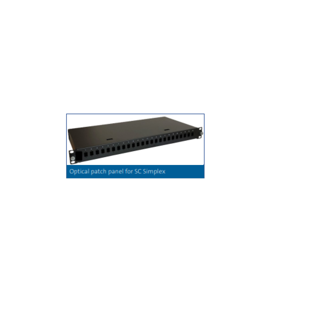 Patch Panel for 24 Ports SC Simplex Empty, Black - Blue Helix